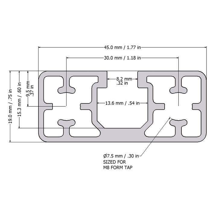 MiniTec T-Slotted Aluminum Profile 45x19