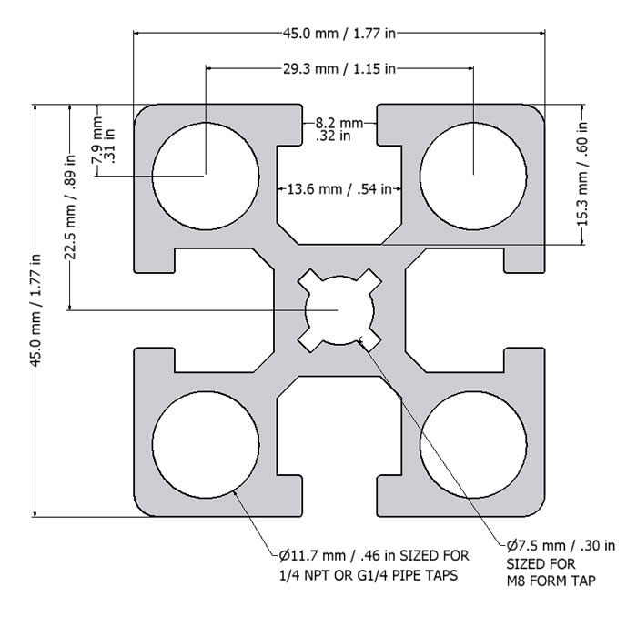 MiniTec T-Slotted Aluminum Profile 45 x 45