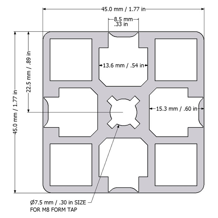 MiniTec T-Slotted Aluminum Profile 45x45 G