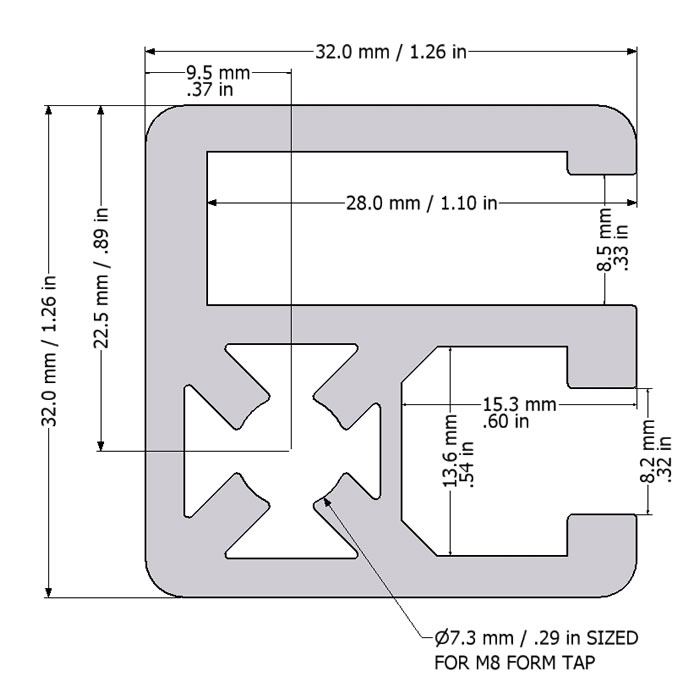 Machine Guarding Clamp Profile 32 x 32. Use the deep slot to keep ...